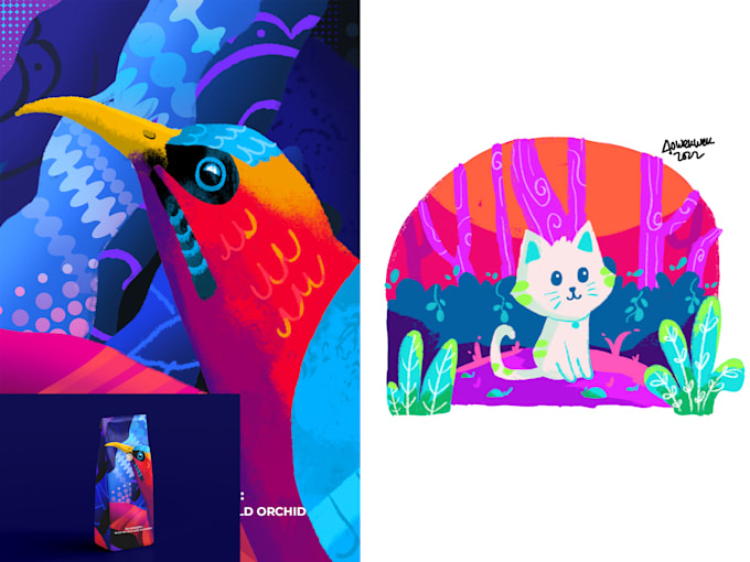 Make amazing colorful animal illustration by Fahmipulunqan | Fiverr