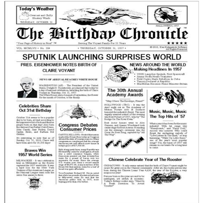 Create and send a personalized gift birthday newspaper front page print ...