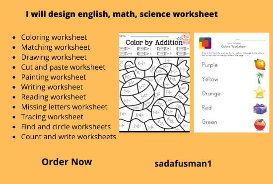 Design english, math, science worksheet by Sadafusman1 | Fiverr