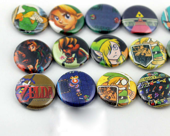 Make and send you 4 random legend of zelda 1 inch buttons by Zarlune ...