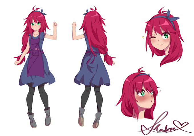 Draw an anime character sheet by Shadouette | Fiverr