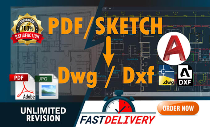 Professionally convert pdf to autocad dwg, dxf, blueprint with high accuracy by Rhshuvo7 | Fiverr