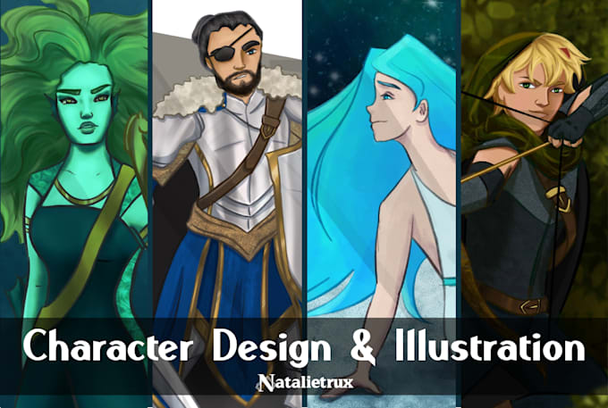Create 2d character illustrations by Natalietrux | Fiverr