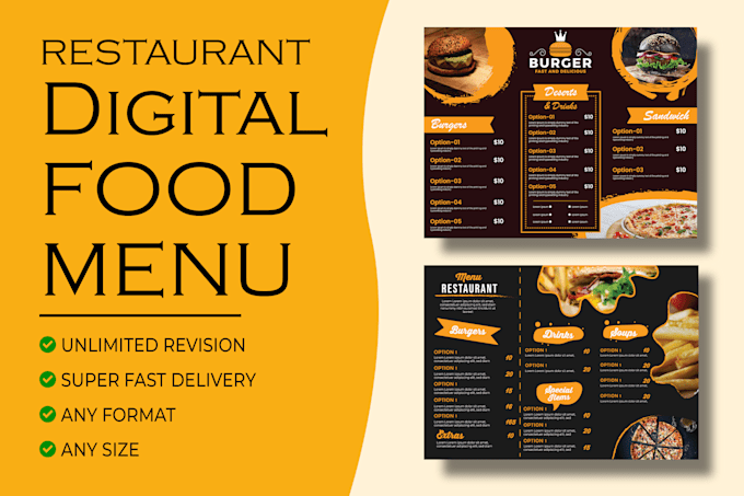 Do restaurant digital food menu board signage and static tv screen menu ...