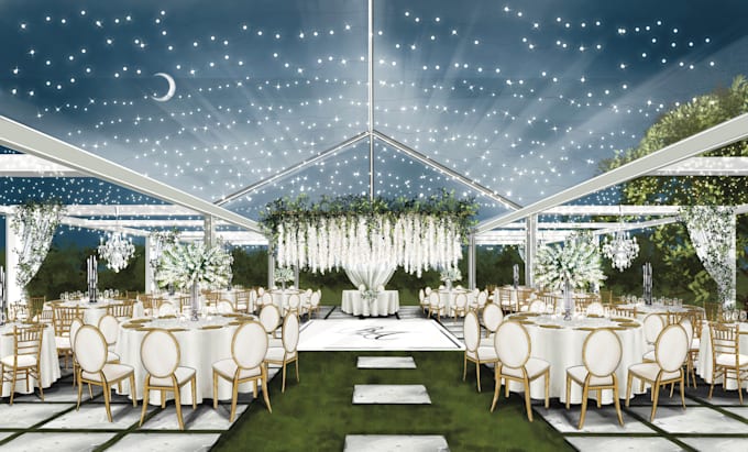 Draw event wedding sketch render by Kharitoshka | Fiverr