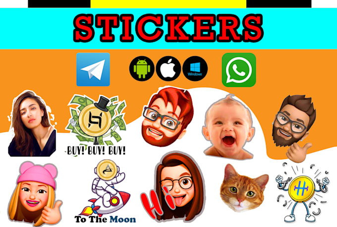 Design creative custom whatsapp stickers or telegram sticker by ...