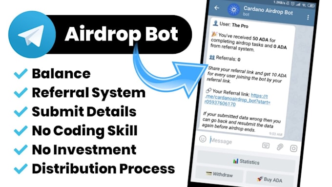 Make a high quality telegram airdrop bot telegram bot by Traderbest1 ...