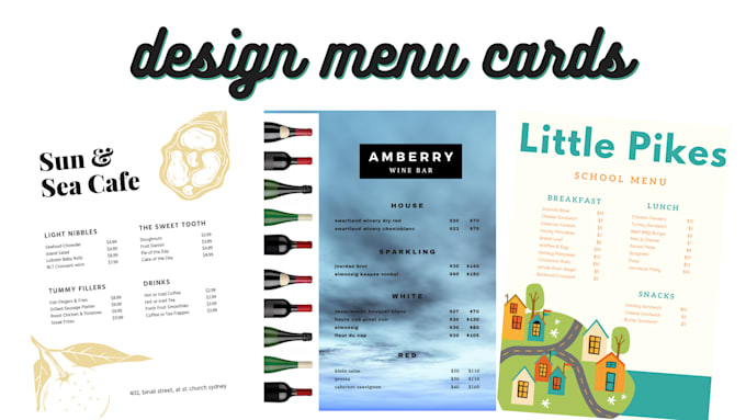 Design cool and tasty looking menu cards by Quintessentialx | Fiverr
