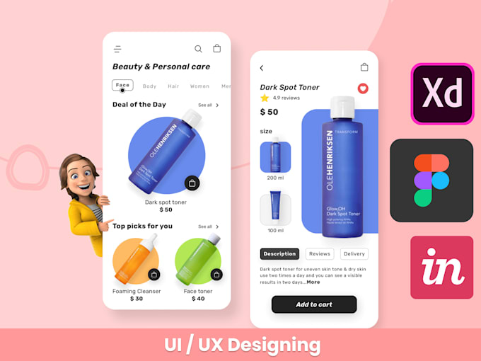 Design mobile app ui ux design in figma or xd by Prototype77 | Fiverr