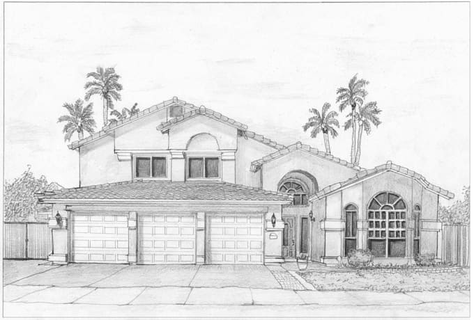 Sketch your house or building by Fldesigns | Fiverr