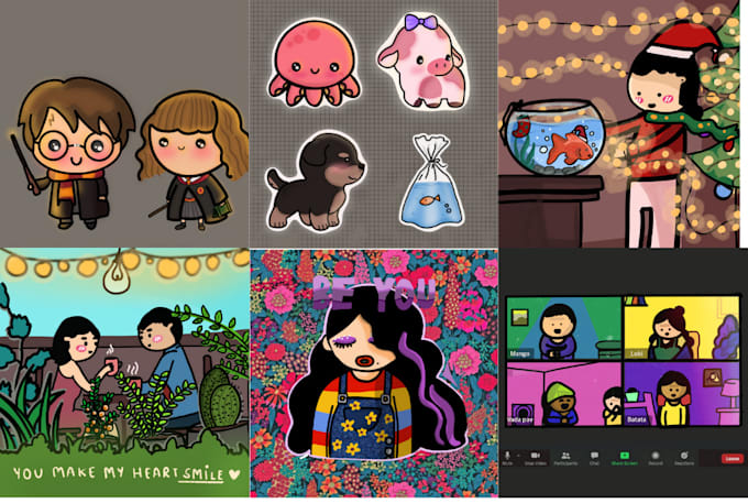 Create cute doodle illustrations by Anushkayadav666 | Fiverr
