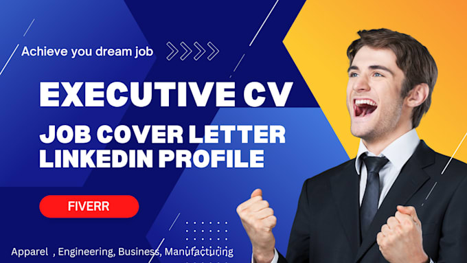 Write an executive resume, cover letter, linkedin profile by Chemeng | Fiverr