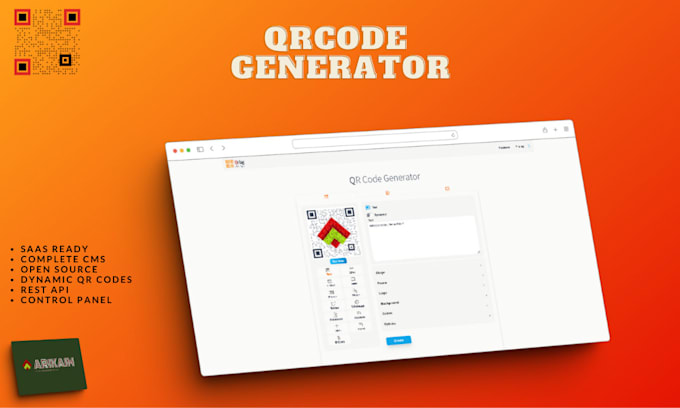 Create qr code generator saas web application by Arikaim | Fiverr
