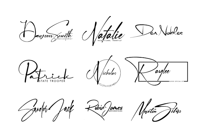 Design signature type cursive script logo by Tuhin8 | Fiverr