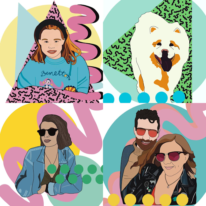 Make a portrait illustration with 80s or 90s vibes by Sophiesanderswf ...