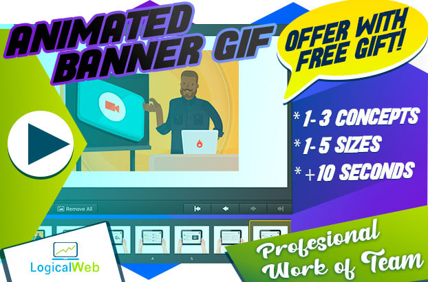 Create an animated banner in gif in up to 5 different sizes by ...