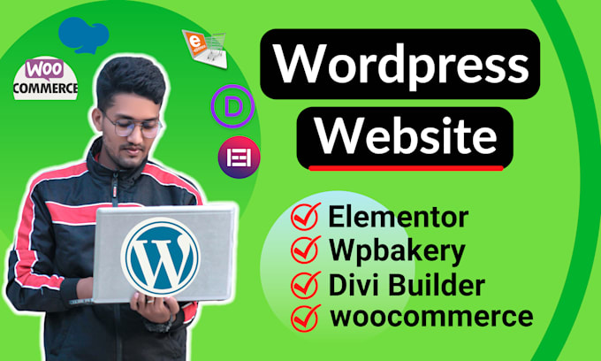 Design wordpress website by elementor, wp bakery and divi with responsive