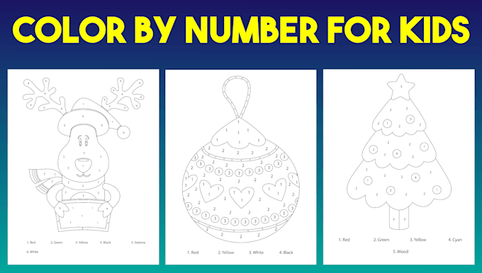 Make color by number coloring pages for kids and toddler by Seiripan ...