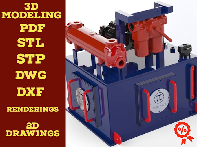 Design cad model 2d drawings stl stp files using solidworks by ...