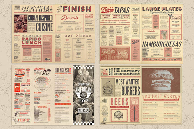 Design vintage retro newspaper restaurant menu design or food flyer ...