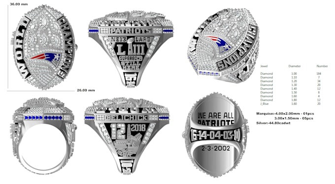 Championship rings 3d modeling by Glitter_design | Fiverr