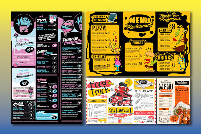 Do fun restaurant food menu design, menu card, menu board, digital by ...