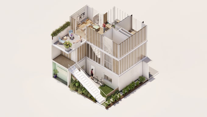 Make a section or 3d in axonometric rendering by Jurarq | Fiverr
