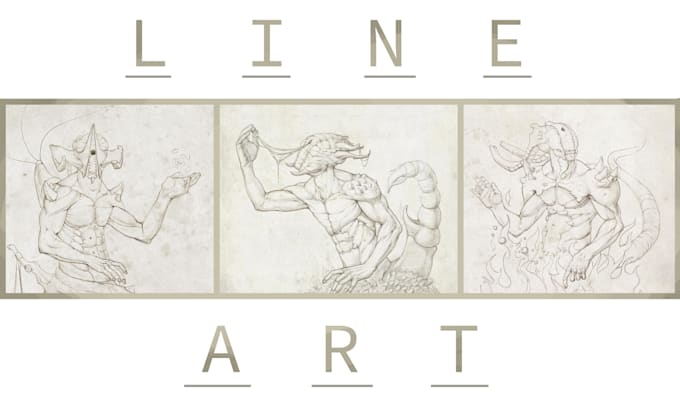 Illustrate high quality line art in fantasy and dark style by ...