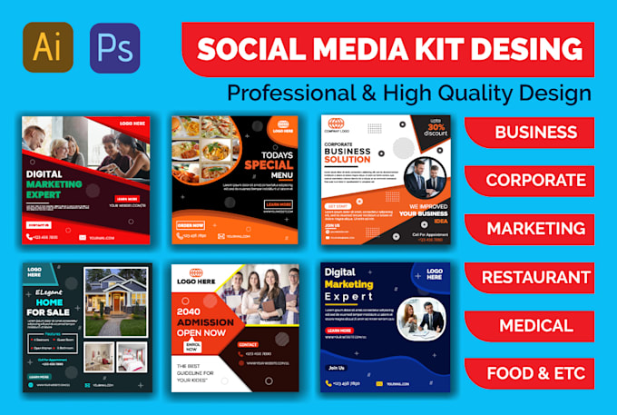 Design a beautiful social media kit ,banner and ads by Designerkala ...