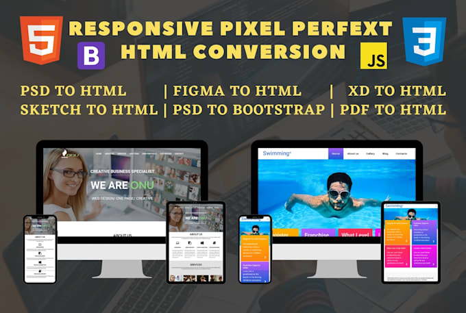 Convert psd to html responsive website with bootstrap 5 by Abir97 | Fiverr
