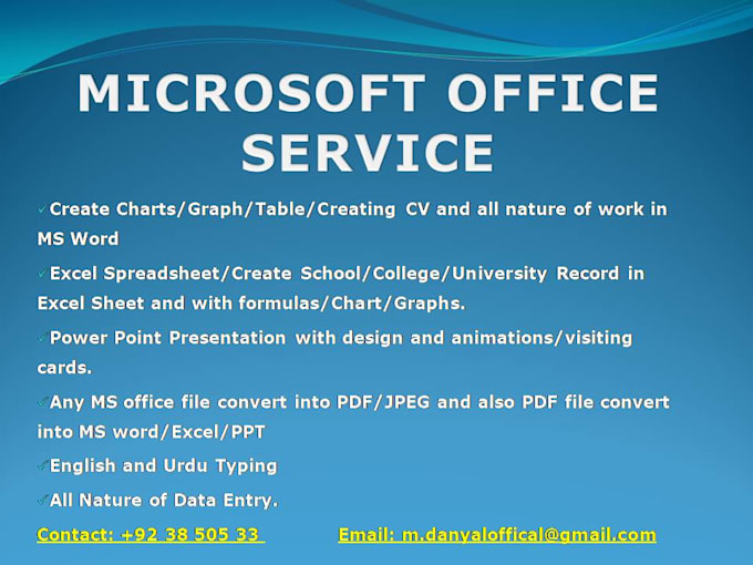 Professional in microsoft office, typing, data entry by Muhammaddany887 ...