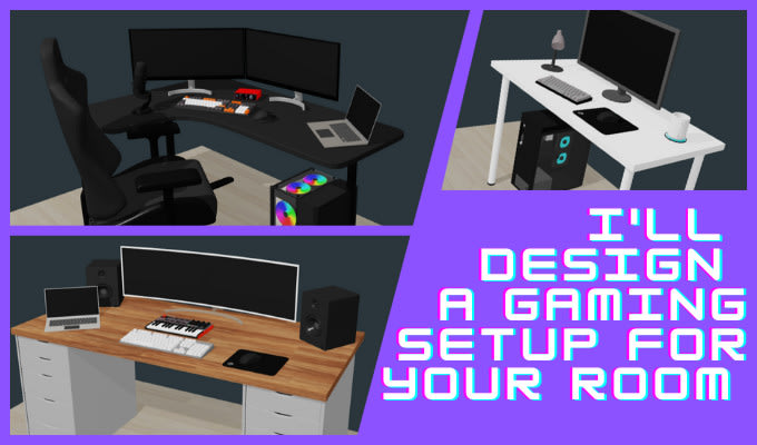 Design a gaming setup for your using deskspacing by Zabasdesign | Fiverr