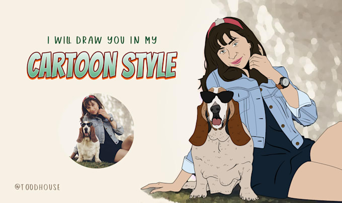 Draw your portrait in my cartoon style by Toodhouse | Fiverr
