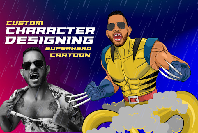 Draw a custom cartoon superhero comic portrait illustration by Colorpin ...
