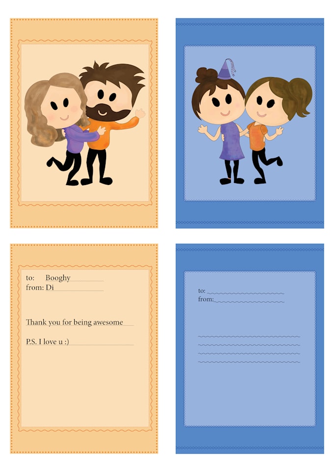 Design funny cartoon cards with you and your dear one by Ash_diana | Fiverr