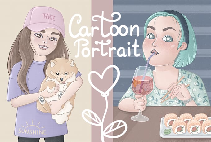 Draw a digital cartoon portrait or character design by Ivory_cat | Fiverr