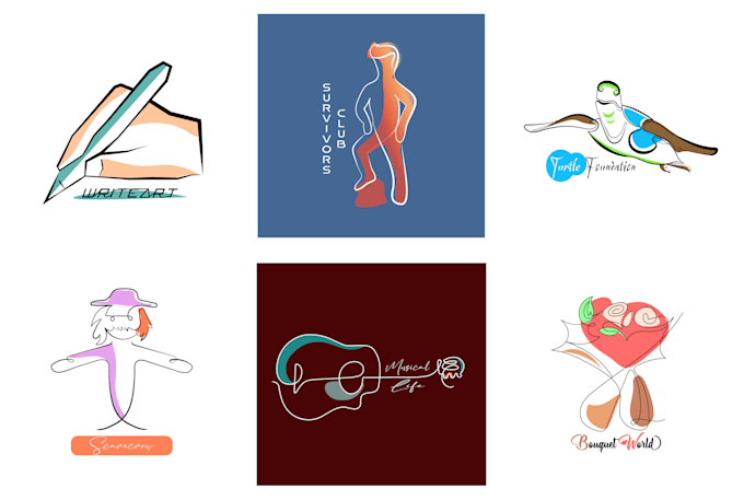 Create custom monoline one line art logo minimalist mark vector badge ...