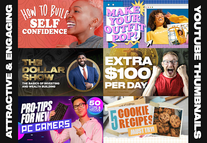 Design attractive and engaging youtube thumbnails by Designwellco | Fiverr