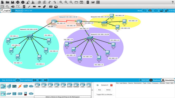 Do cisco network design, subnetting vlsm flsm routting on cisco packet tracer by Ahmad_1436 | Fiverr