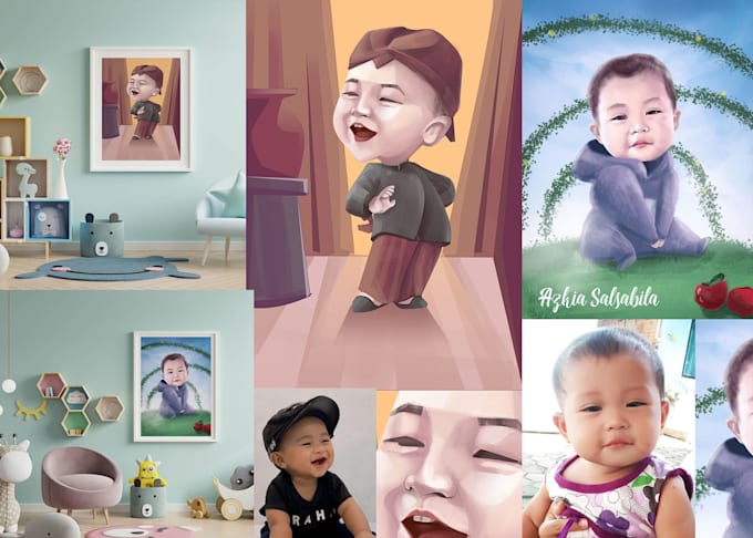Create a cartoon poster of baby by Phocraft | Fiverr