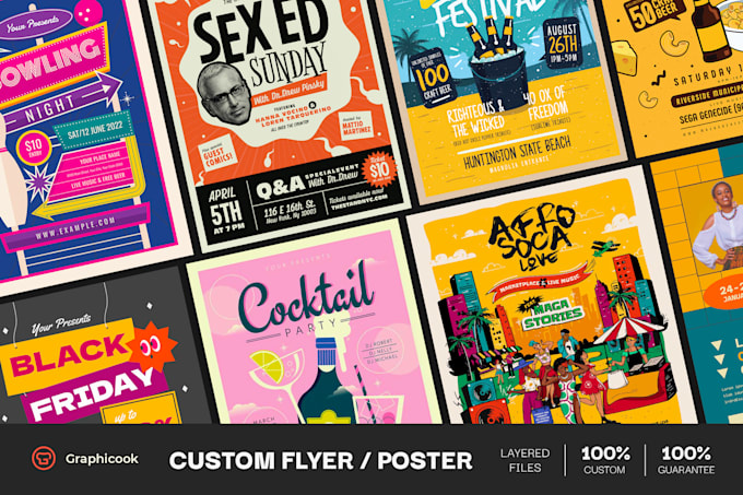 Design custom flyer with unique illustration by Graphicook | Fiverr