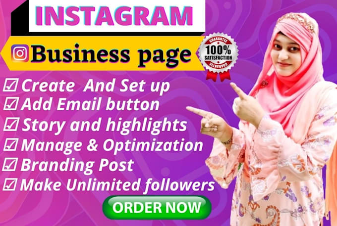 Create a professional instagram business page and set up by ...