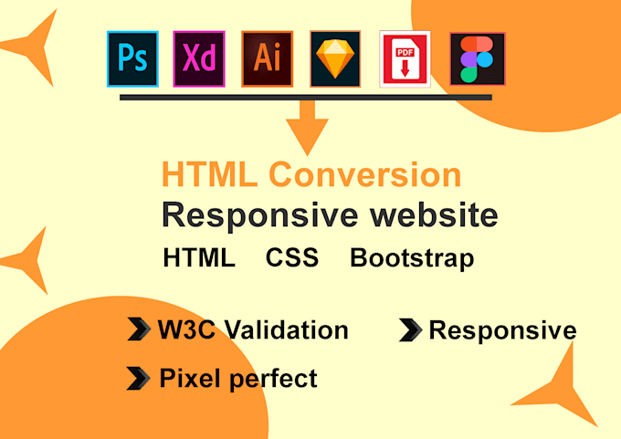 Convert psd, xd, figma, ai, sketch to html bootstrap responsive website ...