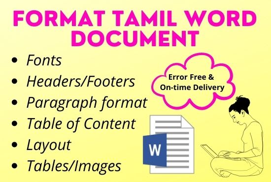 Format tamil microsoft word document by Tamilbot | Fiverr