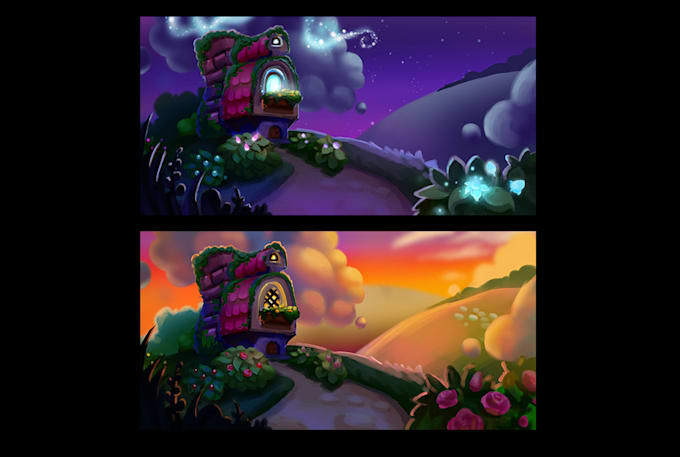 Design 2d game environment, background in a cartoony style by Leah_art ...