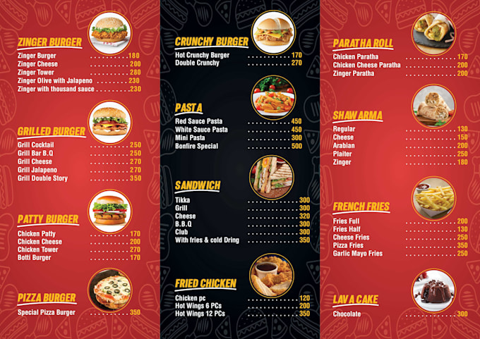 Do decent menu design for you by Arrehman9393 | Fiverr
