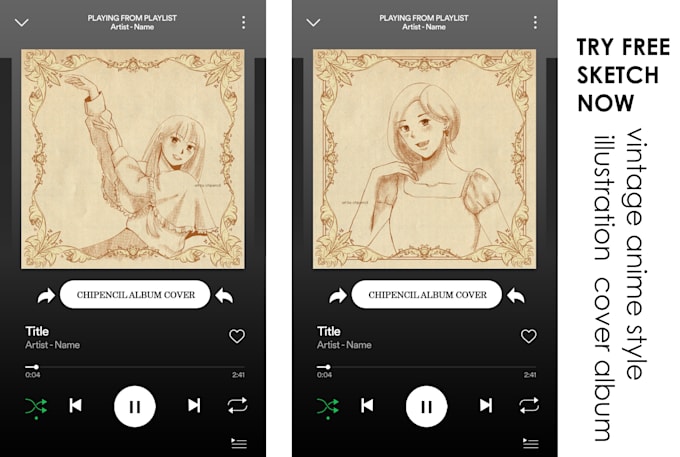Draw vintage illustration for spotify cover by Chipencil | Fiverr