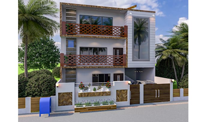 Model exterior house render in sketchup by Ahmed1designr | Fiverr