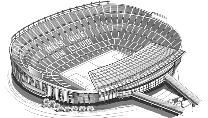 Create building stadium objects images to vector line art poster by D ...