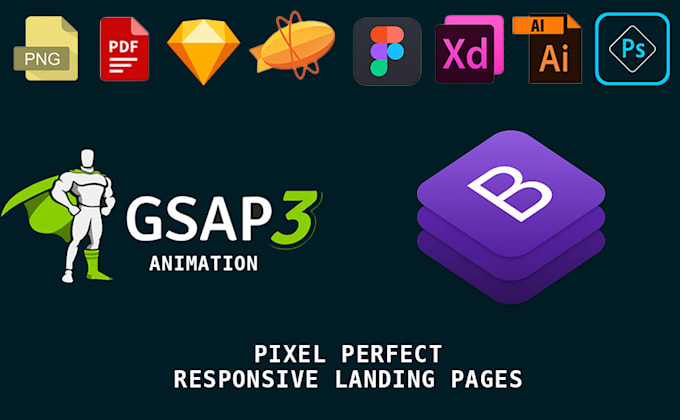 Design responsive html landing pages with greensock animation by Taimoor_1 | Fiverr